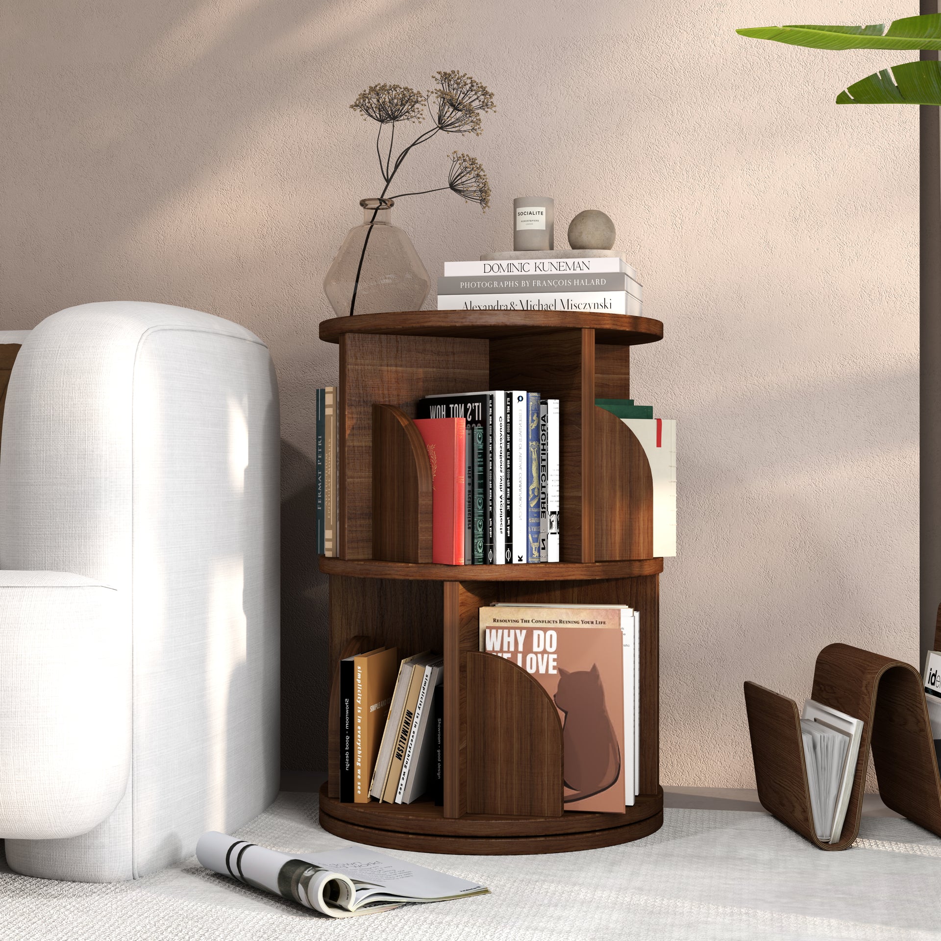 Rotating Bookcase 360 Degree Small Bookshelf – Yowos