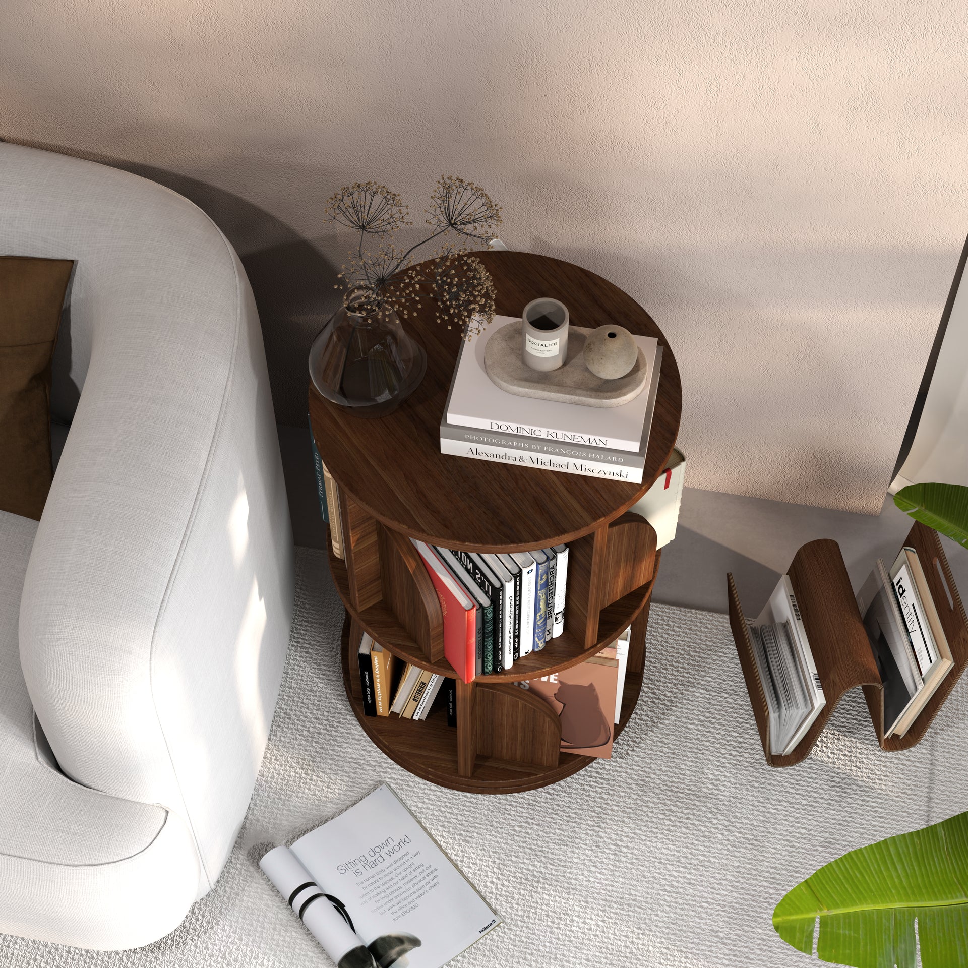 Rotating Bookcase 360 Degree Small Bookshelf – Yowos